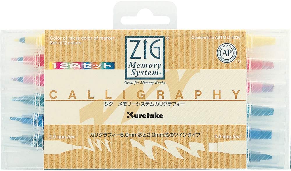 ZIG CALLIGRAPHY水性雙頭麥克筆-12色 (MS3400/ 12V)｜Kuretake吳竹 – ROCKP4PERSTORE
